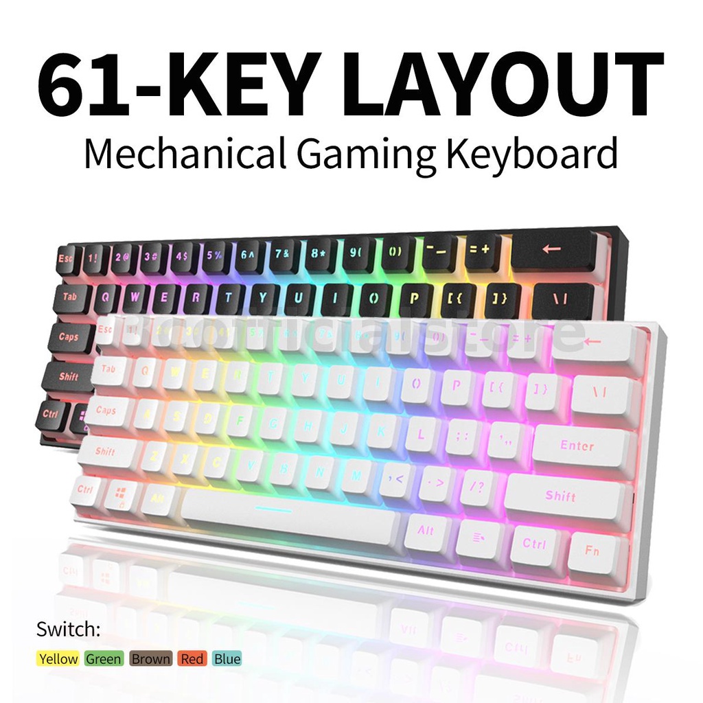 GamaKay K61 Mechanical Gaming Keyboard 61 Keys RGB Wired Hot Swappable ...