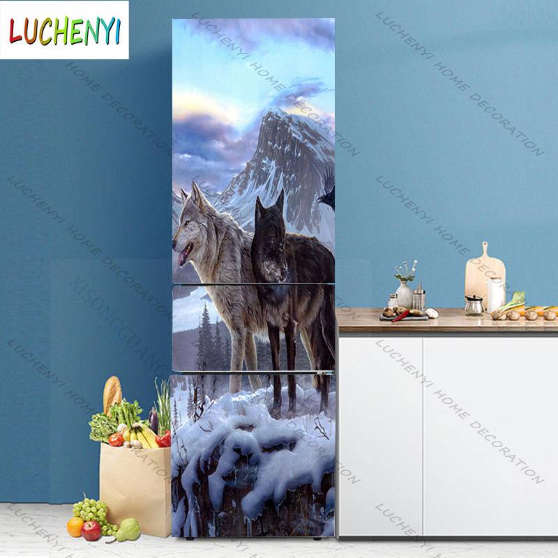Custom Refrigerator Stickers 3D Self-Adhesive fridge Cling Film Freezer ...