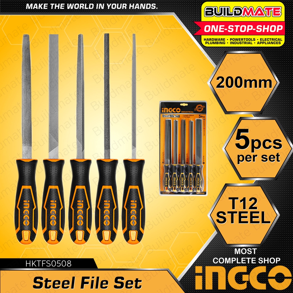 INGCO Steel File Set 5 PCS HKTFS0508 •BUILDMATE• IHT | Shopee Philippines