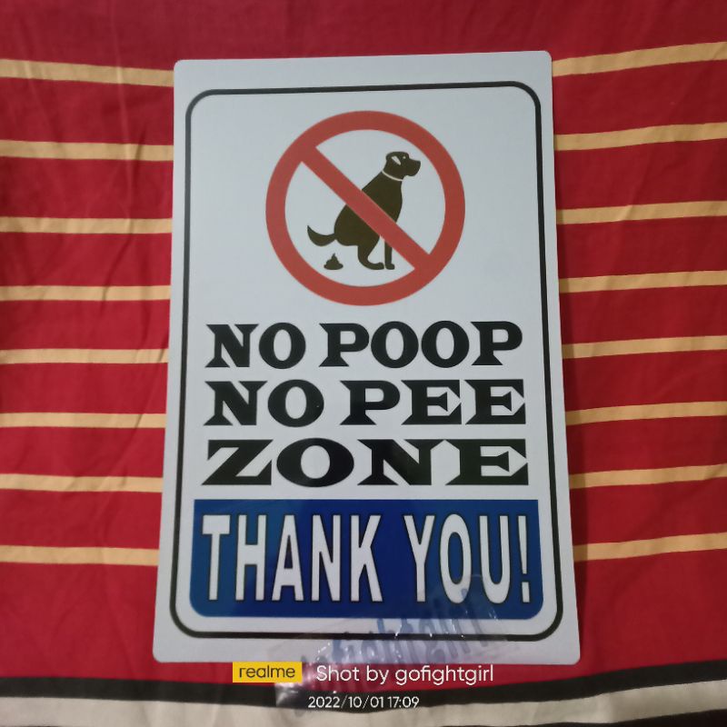 No Poop No Pee Zone BLUE Signage PVC Plastic (Like ID) Size 8x11 inches ...