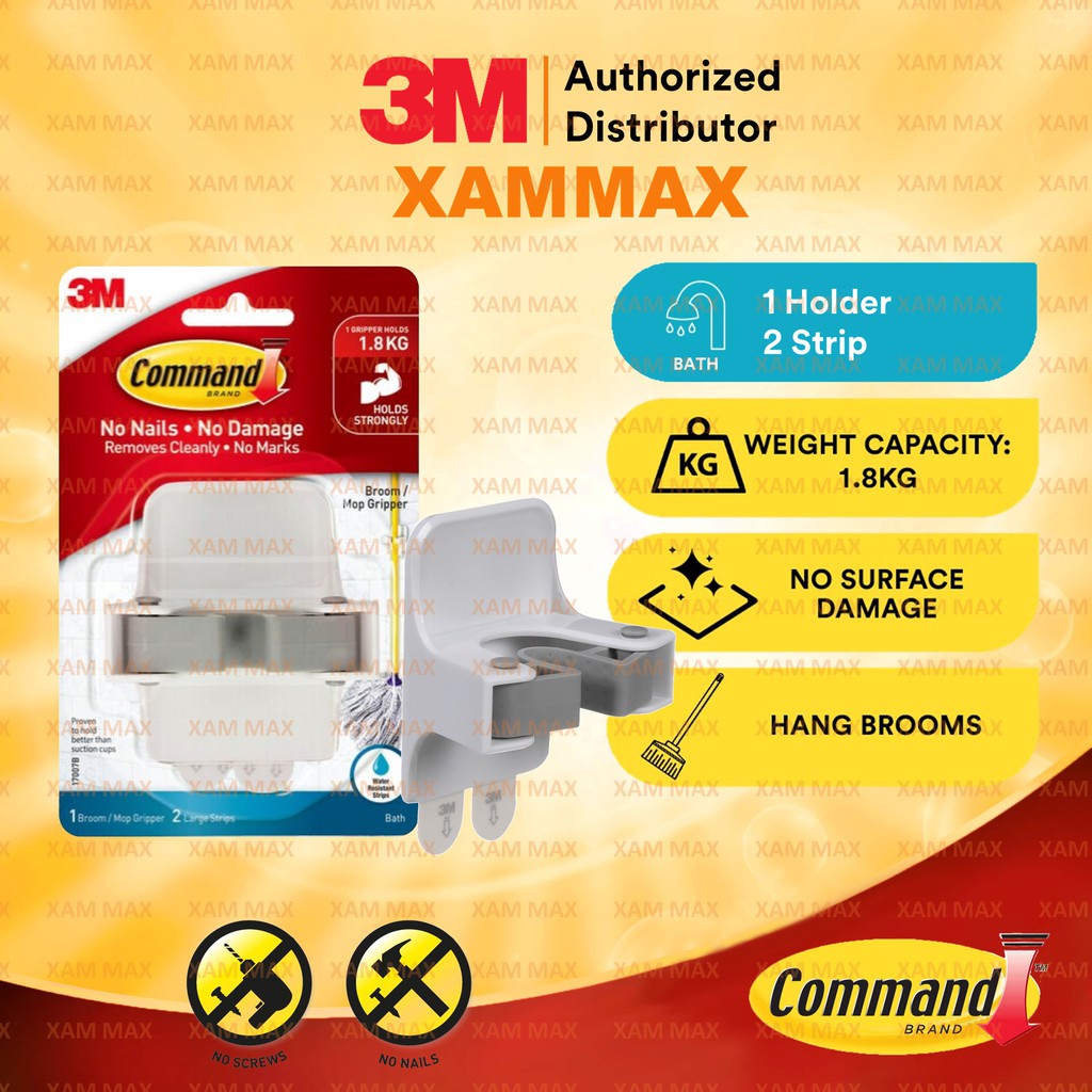 3M Command - 17007B Wall Adhesive Mop / Broom Gripper / Organize Broom ...