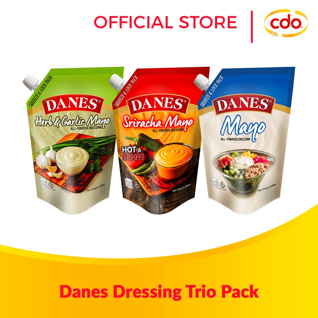 DANES Dressing Trio Pack (Plain 220g + Sriracha 220g + Herb&Garlic 220g ...