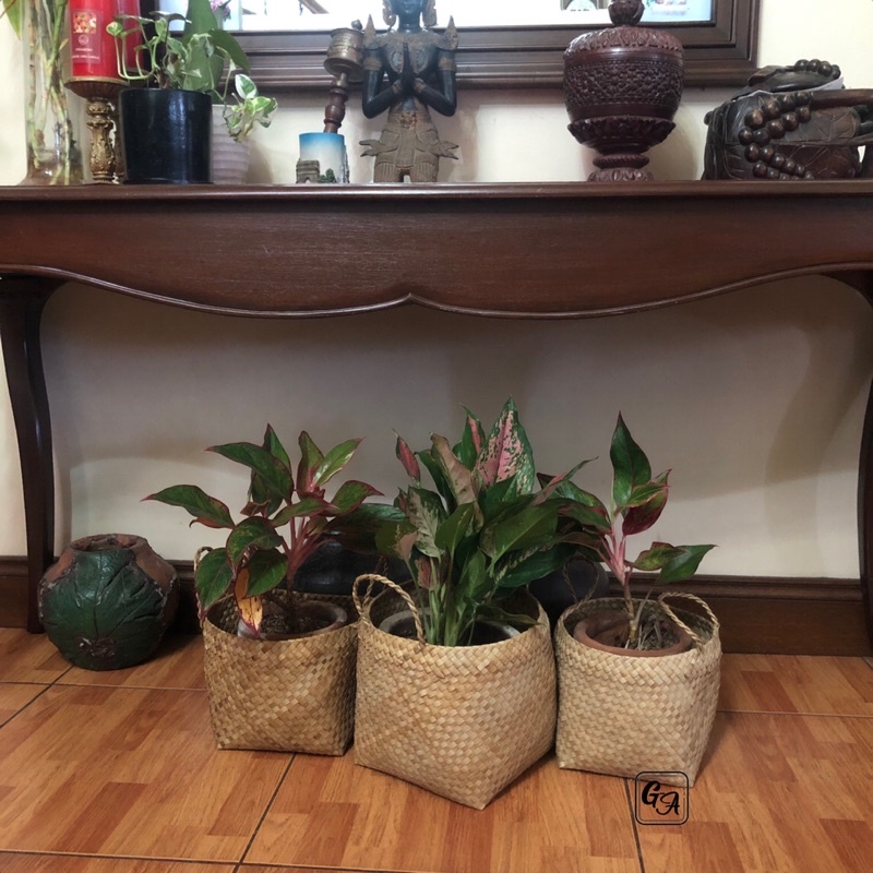 Buri Pot Bag style - natural material - Hand made | Shopee Philippines