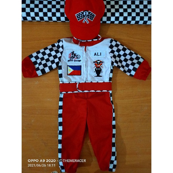 Motor racing costume FREE NAME 1-3yrs old for kids birthday outfit ...