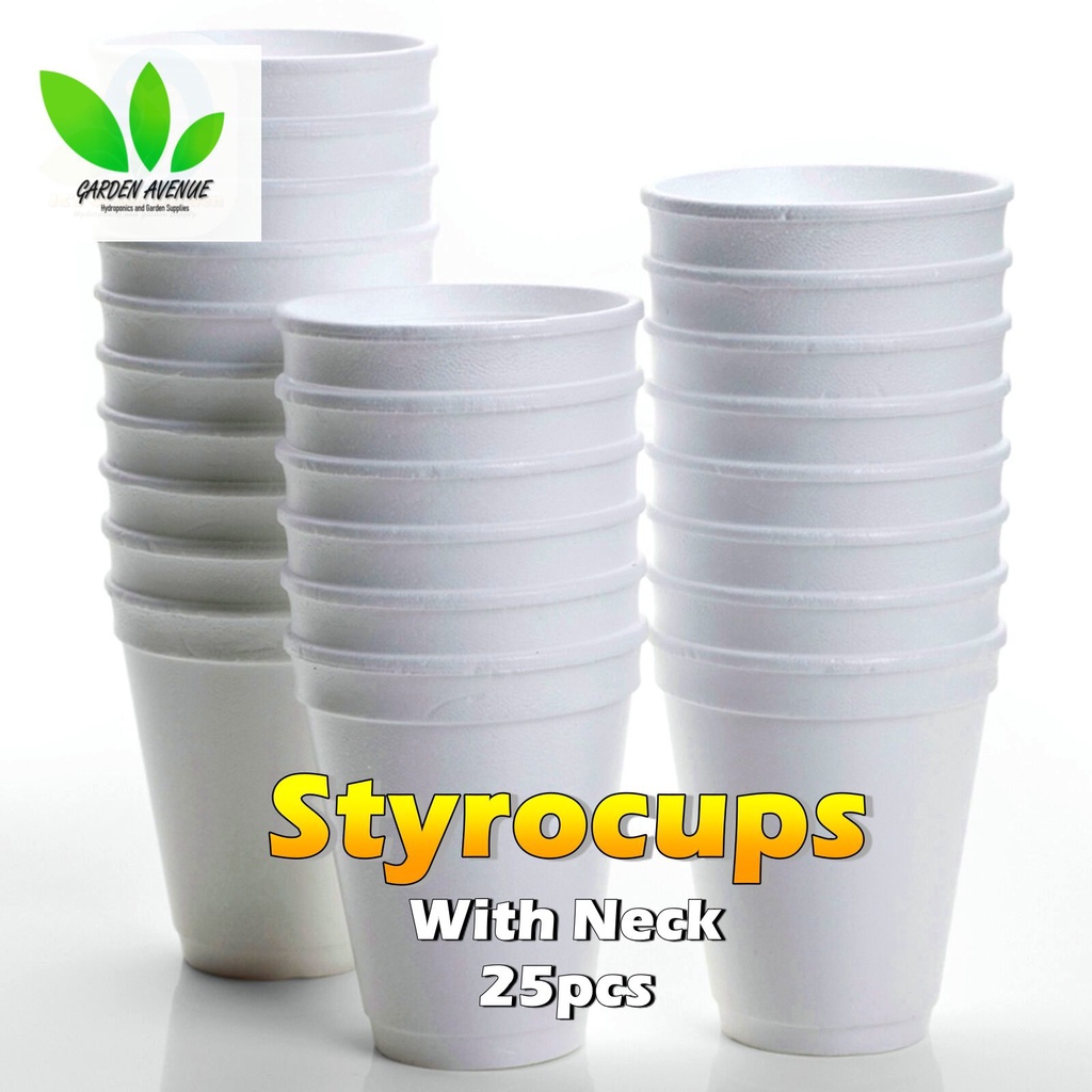 (25pcs) 8oz Styro Cups with neck - (NO HOLES/SLIT) for Hydroponics ...