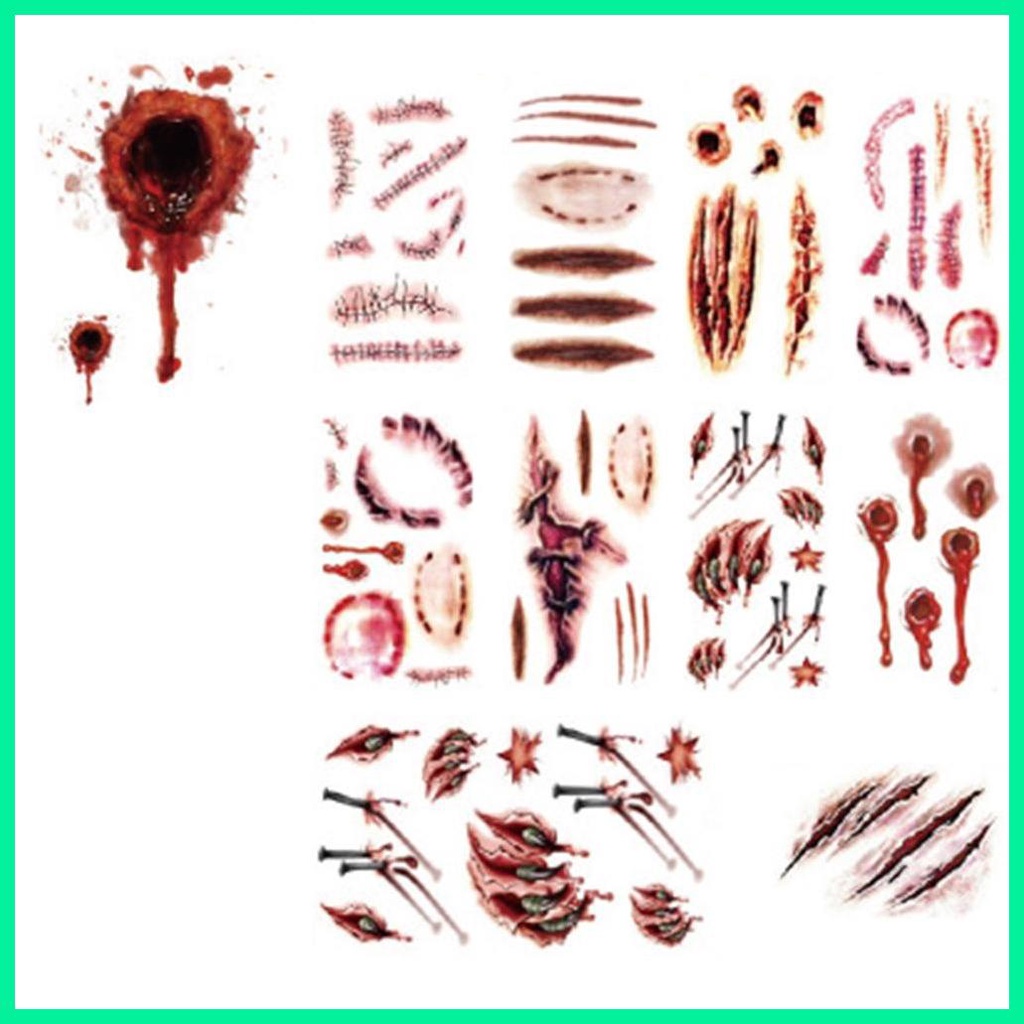 Halloween Temporary Tattoo Sticker Waterproof Costumes Zombie Tattoos ...