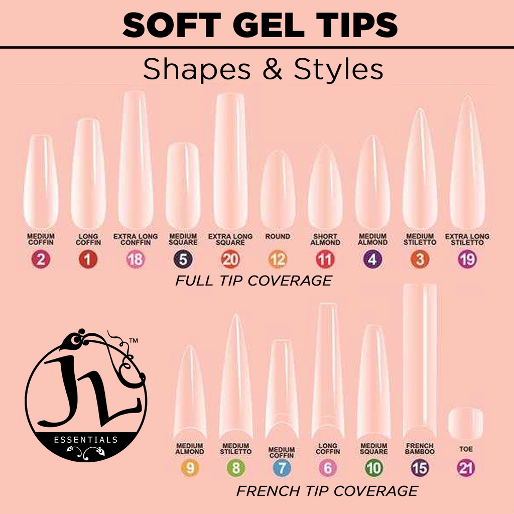 50pcs/pack REFILL PER SIZE JL Essentials Soft Gel Nail Tips | Shopee ...