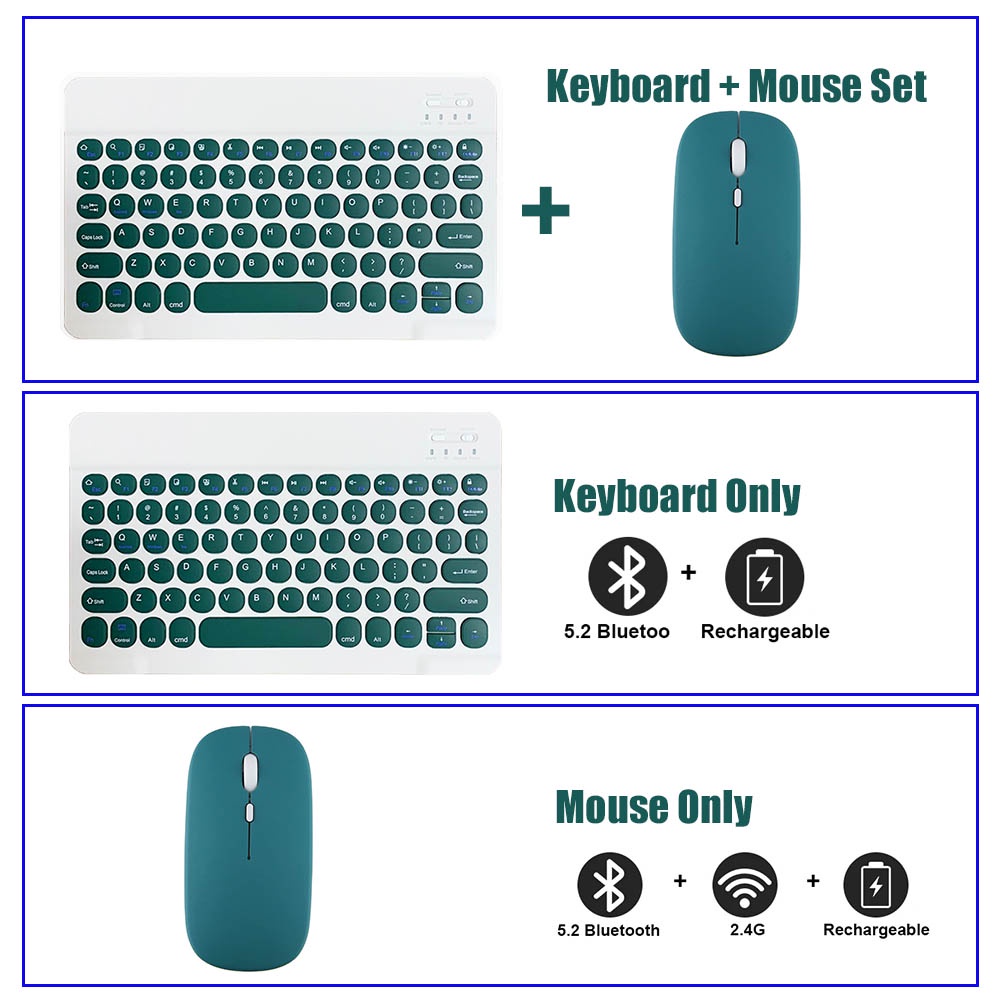Meewoo Wireless Bluetooth Keyboard Mouse Set Rechargeable 10inch For ...