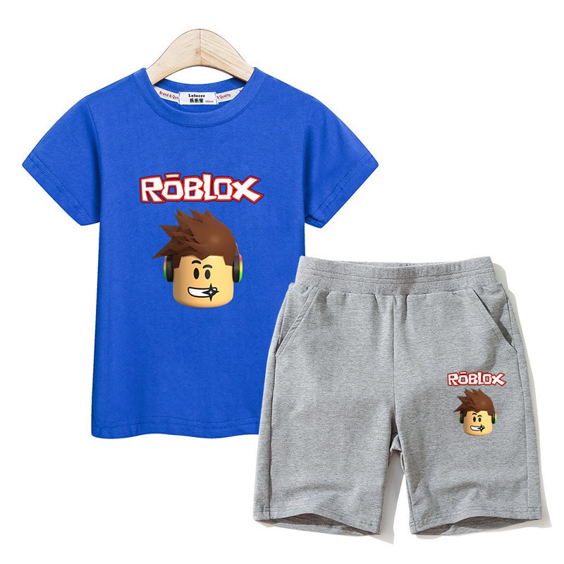 [Ready Stock] Kids Fashion Suit Roblox Clothes Boys T shirt+pants Sets ...