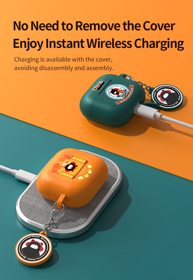 Rock Space ROCK BEAR Case For Airpod 3/Airpod Pro Protection Silicone ...