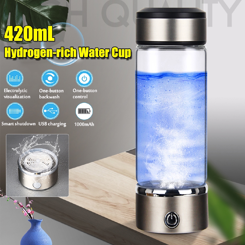 420ML Rechargeable Negative Ion Water Cup Hydrogens-rich Cup Generator Alkaline Maker Ionizer ...