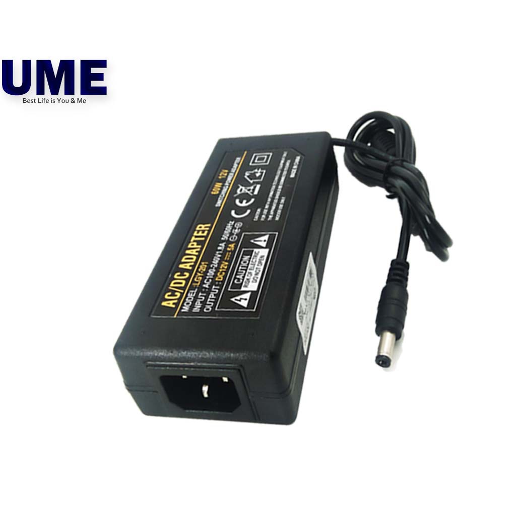 DC 12V 5A CCTV Camera DVR Power Supply Adapter AC 100-240V to DC 12V 5A ...