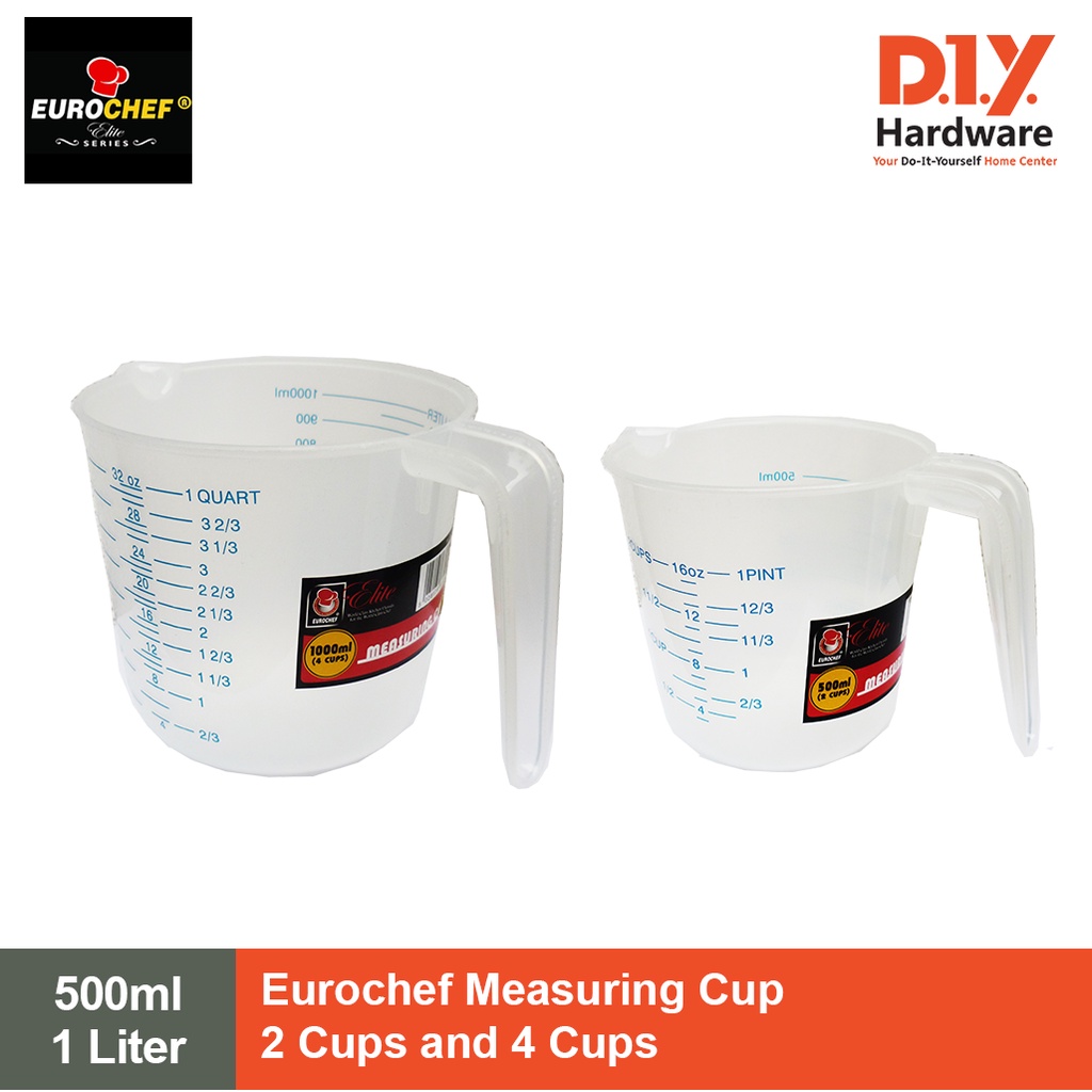 Eurochef Measuring Cup 500ml 2 Cups | 1 Liter 4 Cups | Shopee Philippines