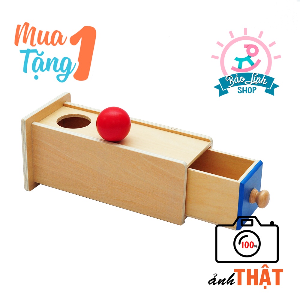 Montessori teaching materials 0-3 - Long wooden ball drop box with ...