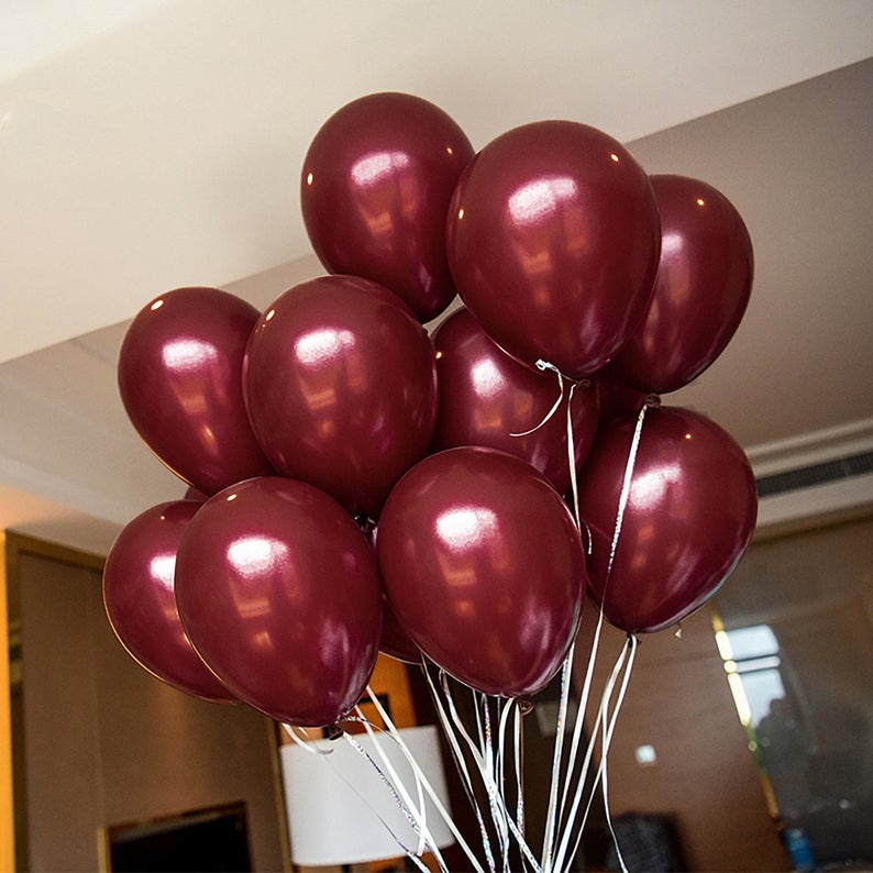 10pcs 12'' 10" Burgundy Maroon Red Wine Color Latex Round Balloon ...