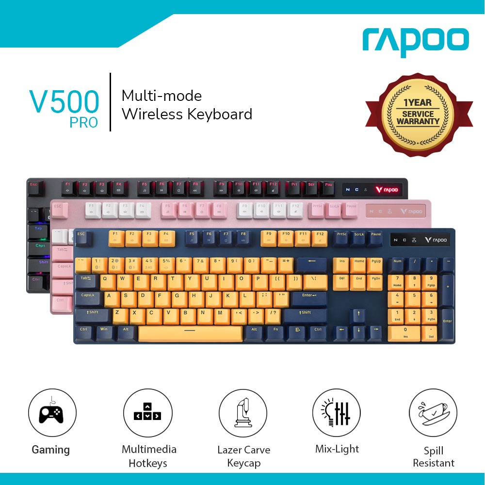 Rapoo V500PRO Backlit Mechanical Gaming Wired Keyboard Metal Alloy | Shopee Philippines