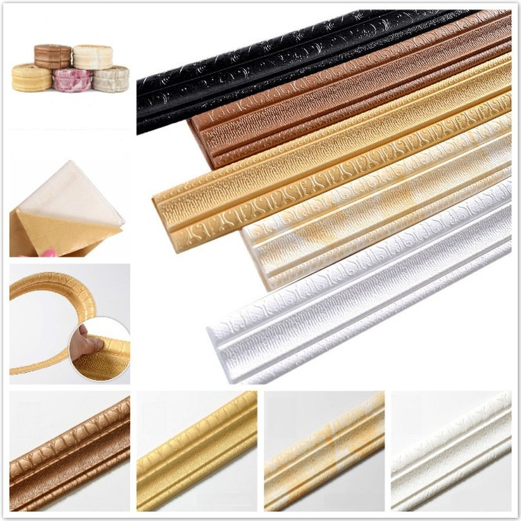 Many colors are available 3D Pattern Sticker Wall Trim Line Skirting ...