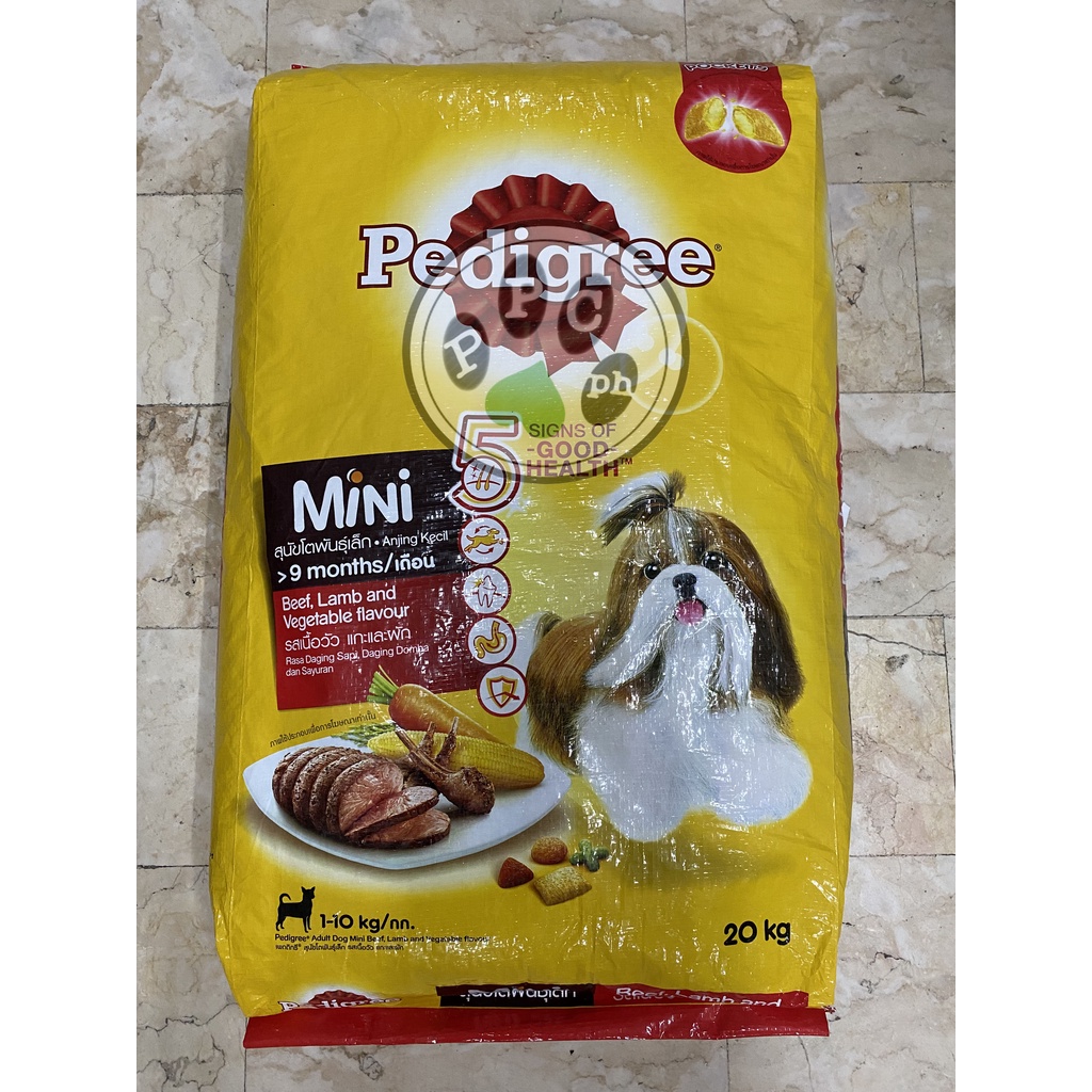 Pedigree Dry Mini Beef, Lamb and Vegetables Flavor Dog Food 20kg Sack ...
