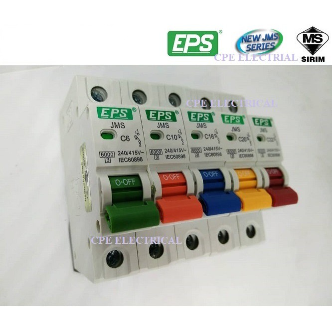 EPS 1Pole MCB 6A 10A 16A 20A 32A Miniature Circuit Breaker 6KA SIRIM APPROVE | Shopee Philippines