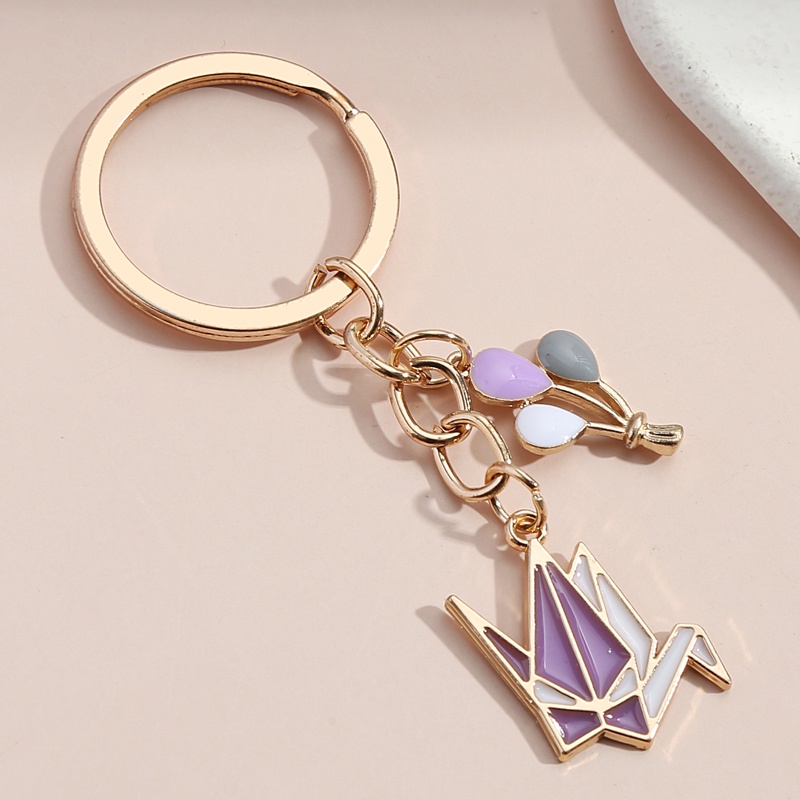 Cute Keychain Paper Crane Balloon Key Ring Enamel Key Chains Love Gifts ...
