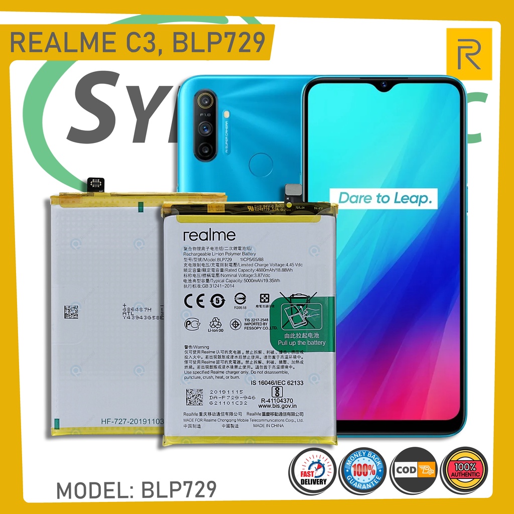 Original Realme C3 Battery, Premium High Quality Model: BLP729 (5000mAh ...