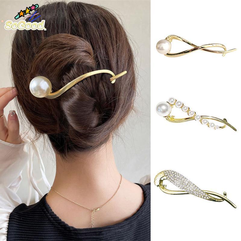 Vintage Pearl Hair Pin Elegant Alloy Clip Hair Claw Women Fashion Hair ...