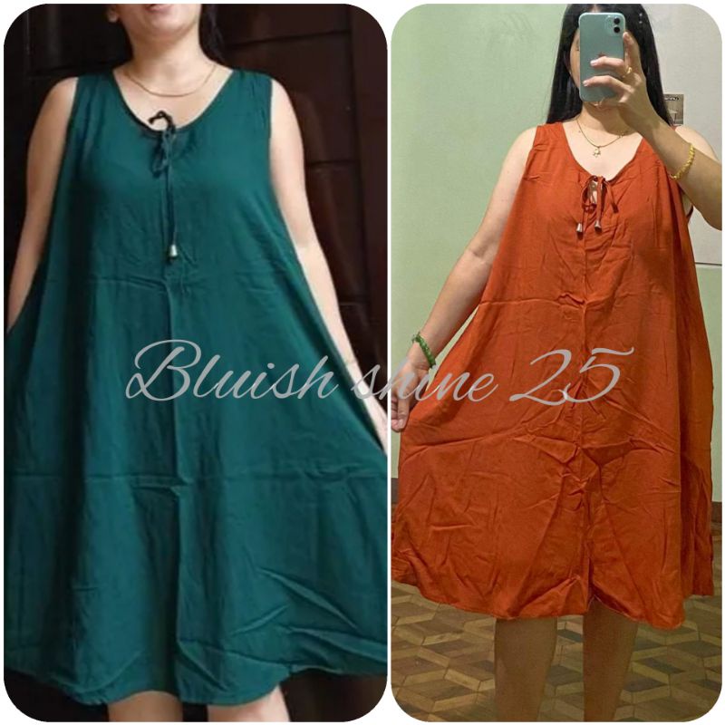 PLAIN CHALLIS SANDO DRESS WITH POCKET FIT UP TO XL | Shopee Philippines
