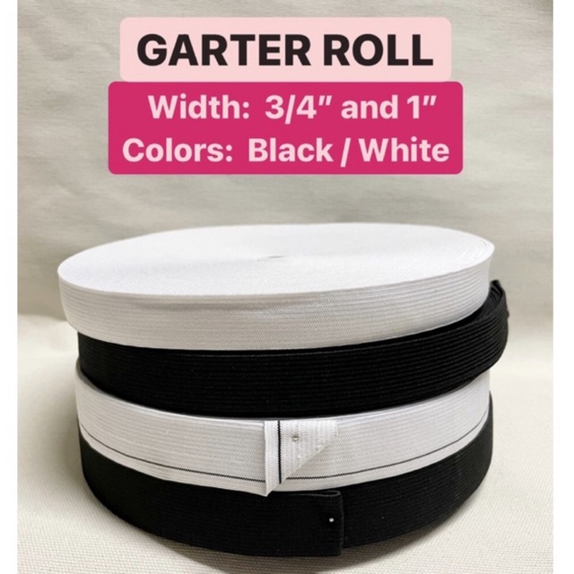 Garter Elastic Roll Black and White 1” 3/4” [BY ROLL] | Shopee Philippines