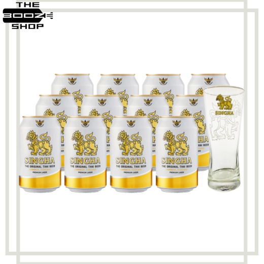 Singha Thai Beer 330ml Can x 12 w/ FREE Singha Tall Glass | Shopee ...