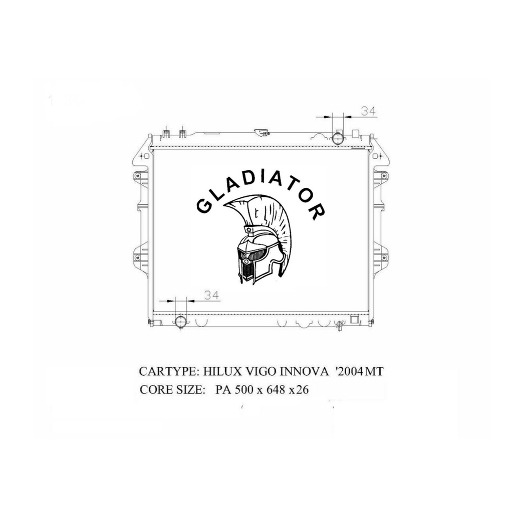 RADIATOR FOR TOYOTA HILUX VIGO / INNOVA GAS 2004 MANUAL 1ROW ( PLASTIC ...