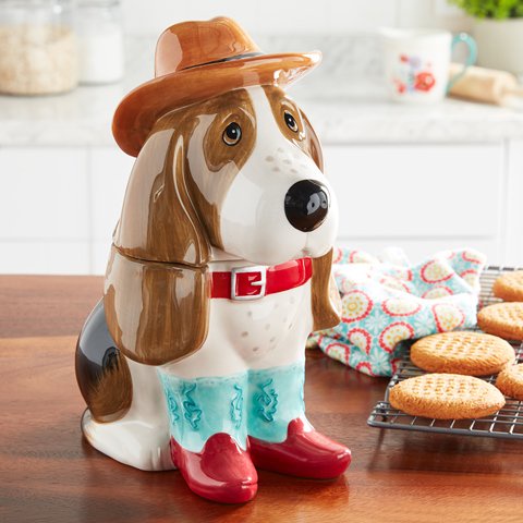 The Pioneer Woman Cowboy Charlie Basset Hound Dog Stoneware Cookie Jar ...