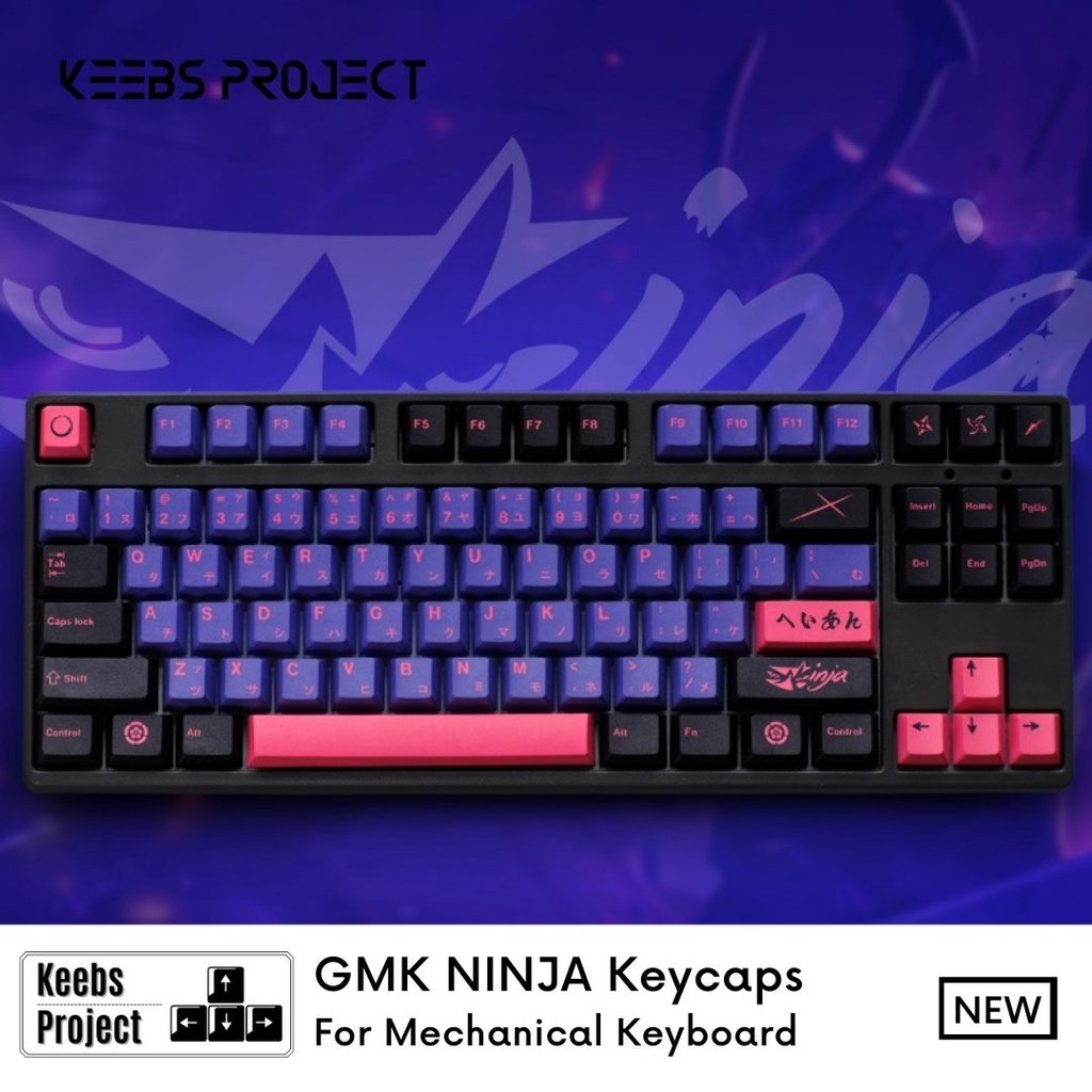 GMK Ninja Keycap PBT Keycaps 129keys Cherry Purple keycaps Akko Neon ...