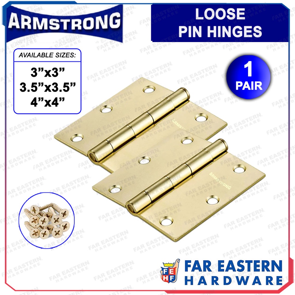 ARMSTRONG Loose Pin Hinges Brass 3" 3.5" 4" Bisagra for Door 1 Pair ...