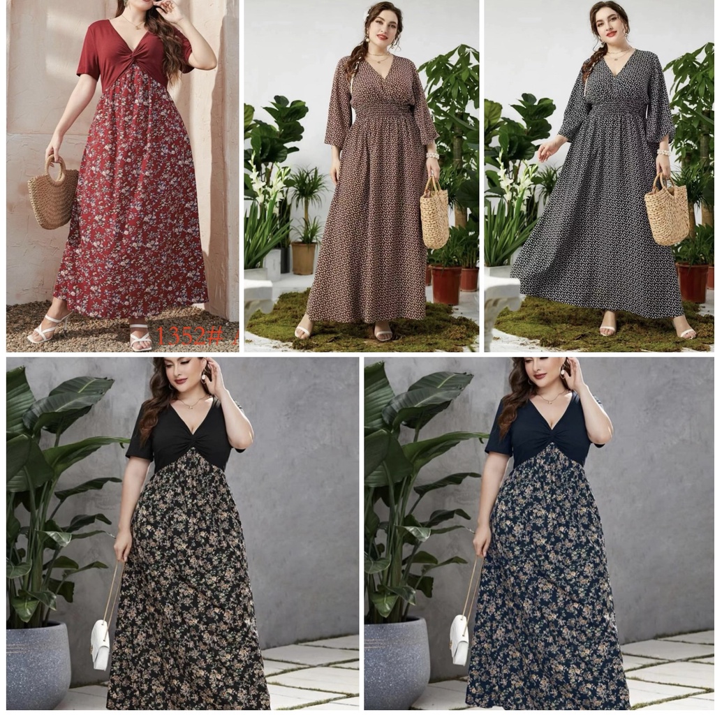 Fashion korean Casual formal plus size maxi Dress ( FIT TO XL ...