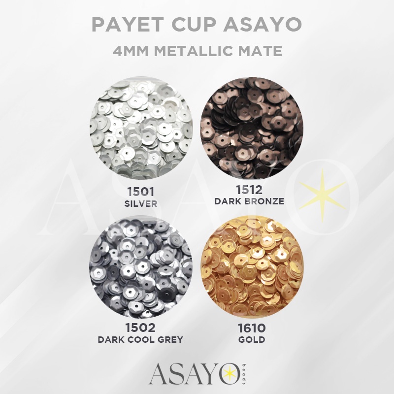 Asayo Metallic Mate Sequins 3mm / 4mm / 5mm / 6mm Cup / 50gr / Sequins ...