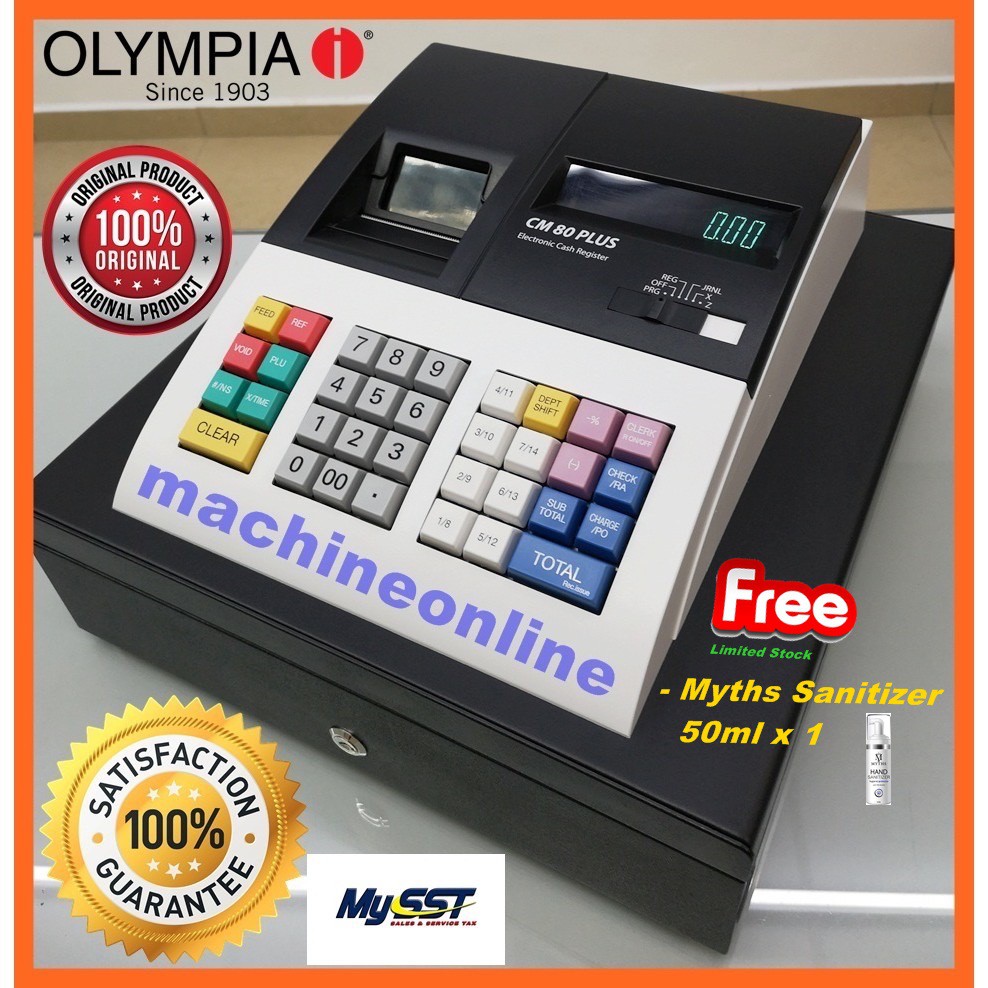 Olympia CM80 CM80plus CM-80 CM-80 Plus Electronic Cash Register ( With FREE Myths Sanitizer 50ml ...
