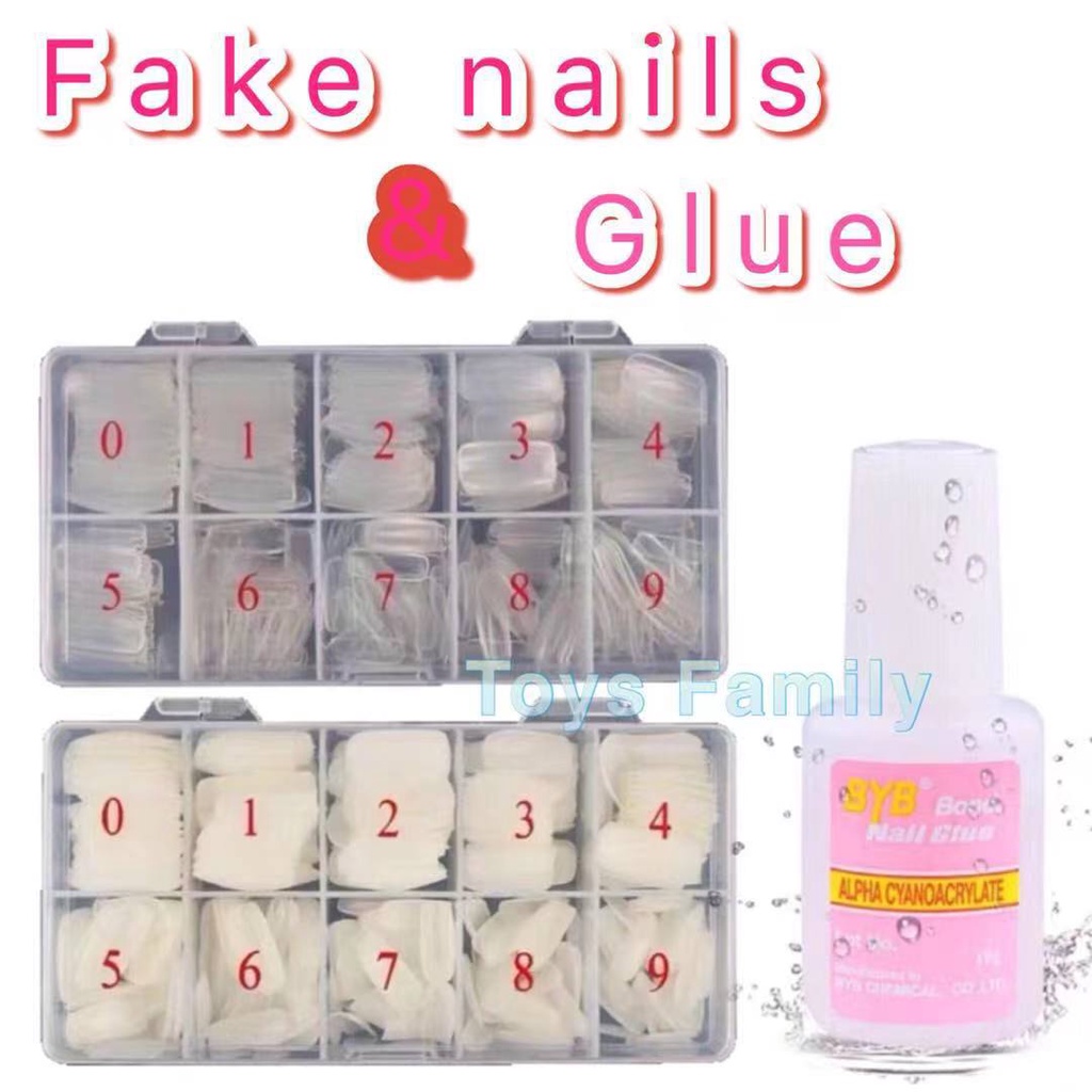 500pcs 10sizes Full Cover Natural False Nails With box And Nail Glue ...