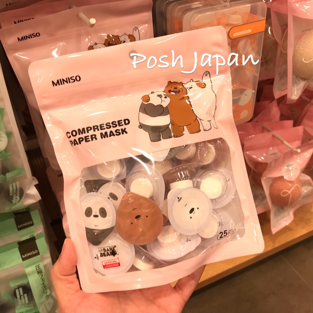 Miniso Facial Mask Sheet Paper we bare bears | Shopee Philippines