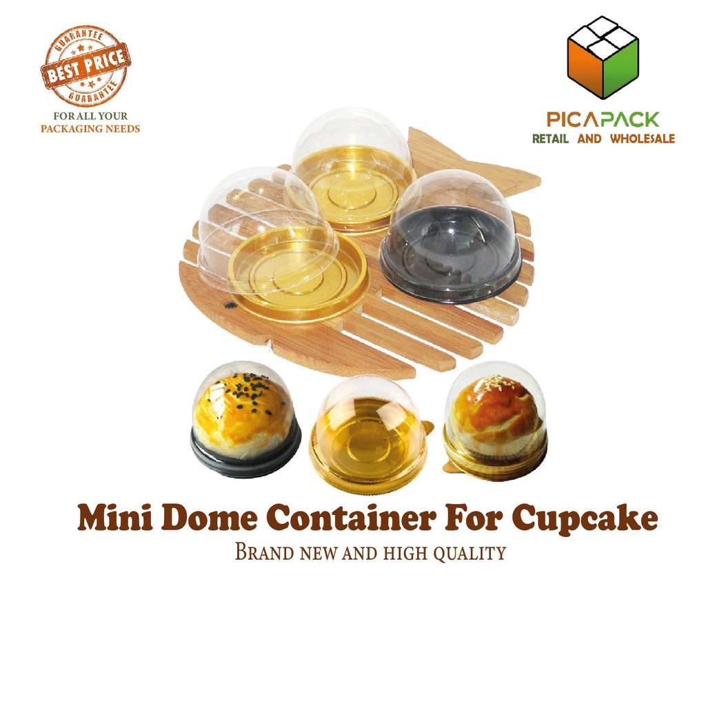 50 PCS dome container for single/mini cupcake(Ph based) Gold or Black ...