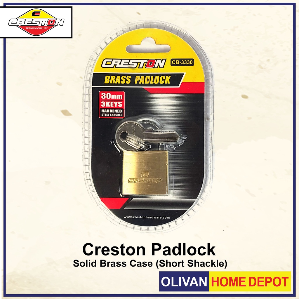 CRESTON Solid Brass Case Short Steel Shackle Padlock | Shopee Philippines