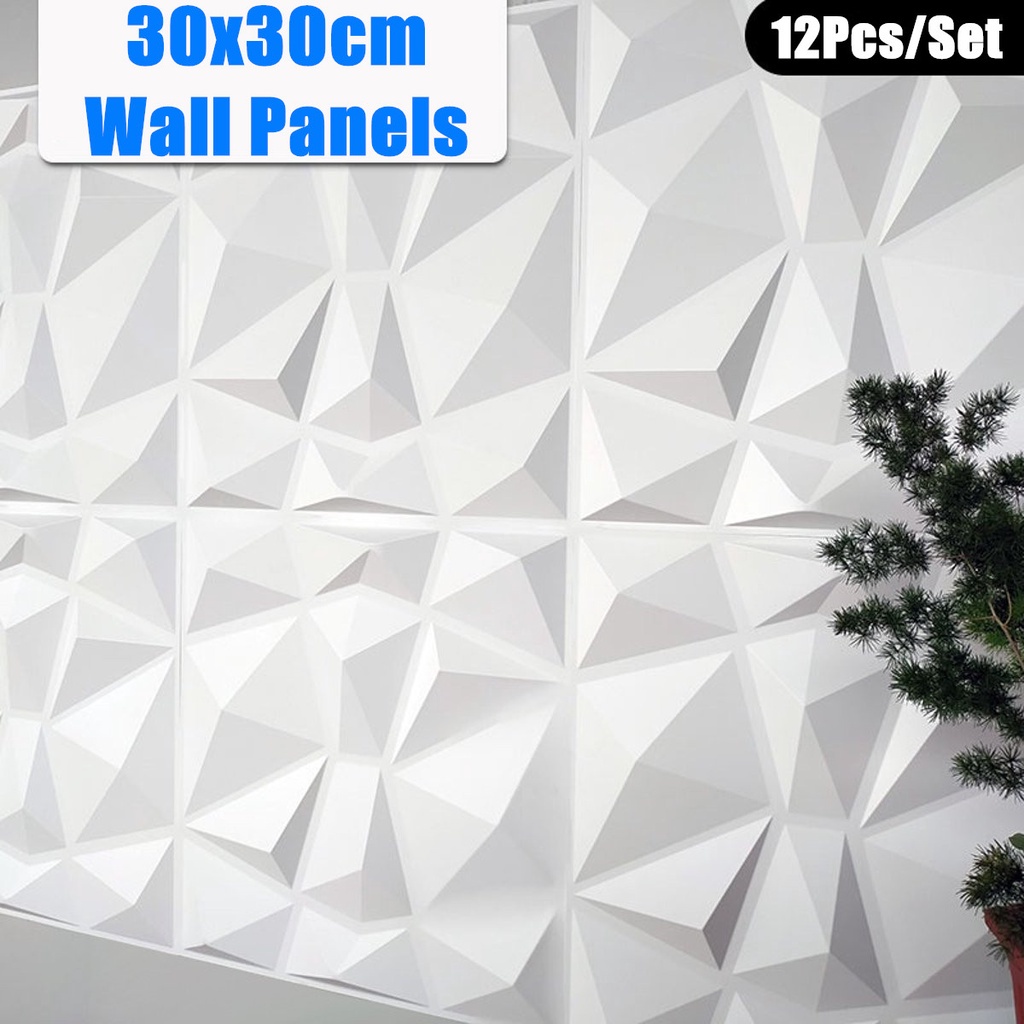 12Pcs PVC 3D Wall Panels Embossed Home Room Decal Background Decor ...