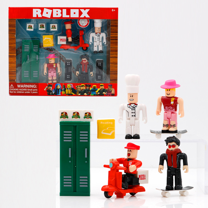 Roblox Building Blocks 4 Figures + Weapons High School Pizza Dolls ...
