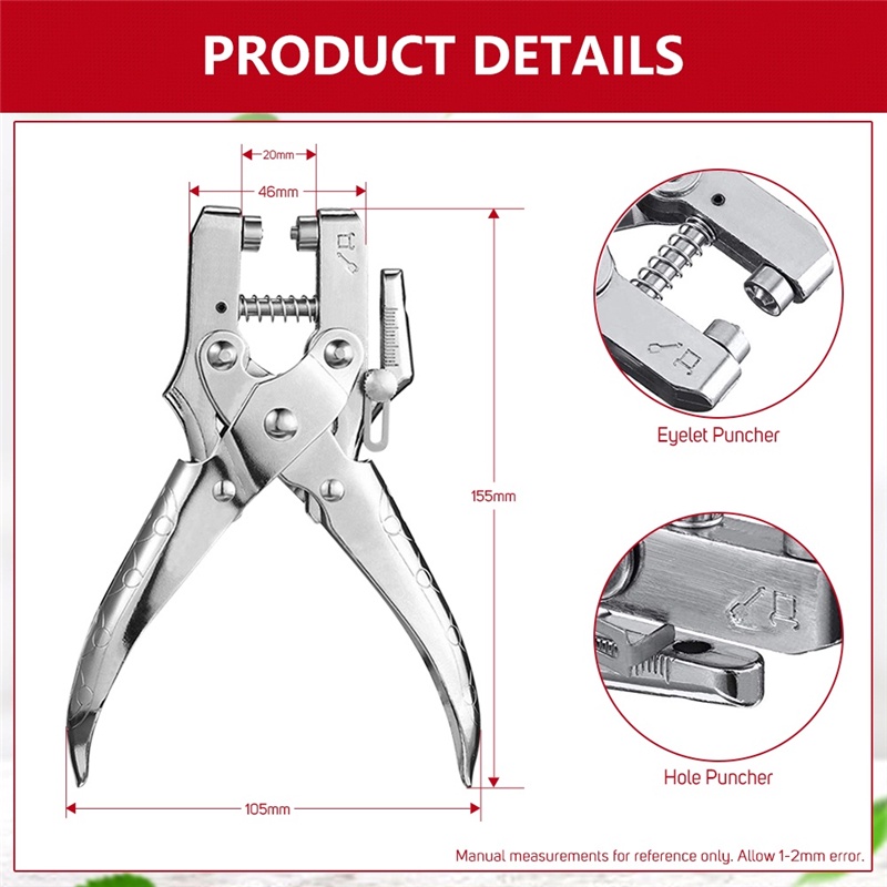2-in-1 Eyelet Puncher (5mm) for Hang Tags, Leather, Fabric & Paper ...