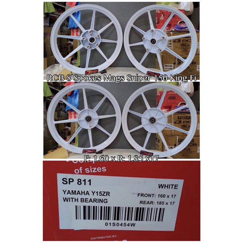 RCB 8 Spokes Mags Sniper 150 King Fi size F: 1.60 x R: 1.85 x17 ...