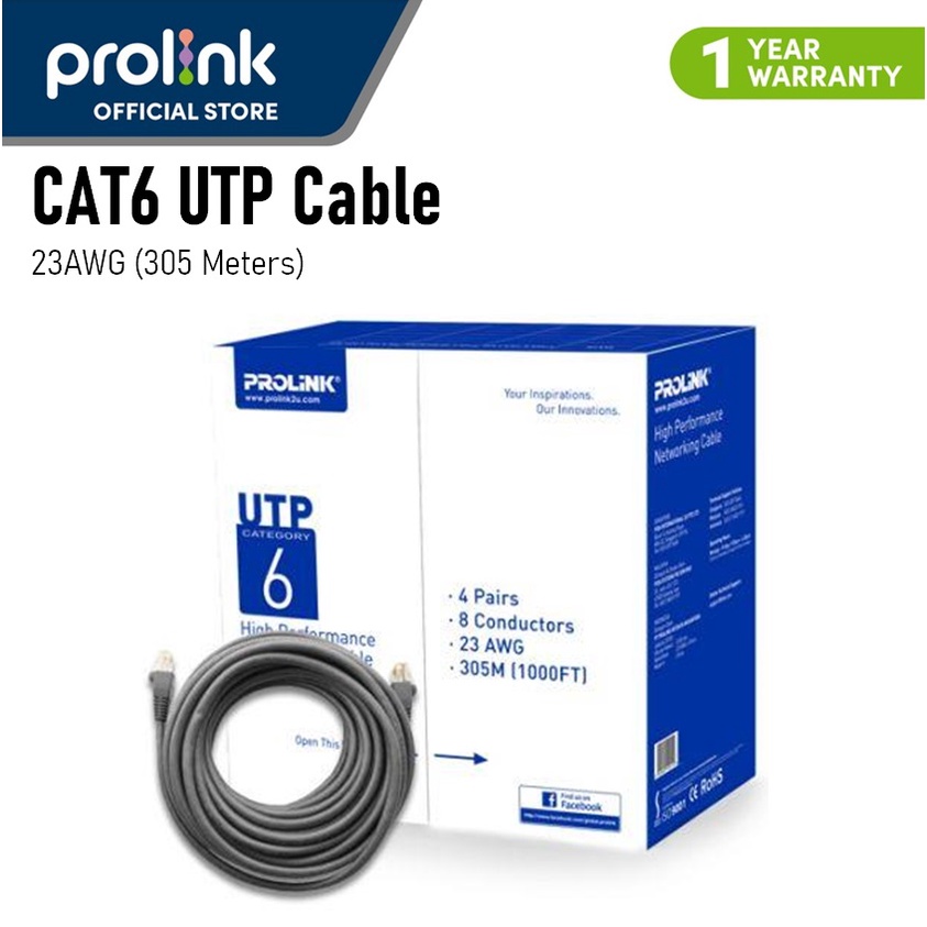 PROLiNK CAT6 23AWG UTP LAN Cable (305M) Gigabit Lan Ethernet cable/High ...