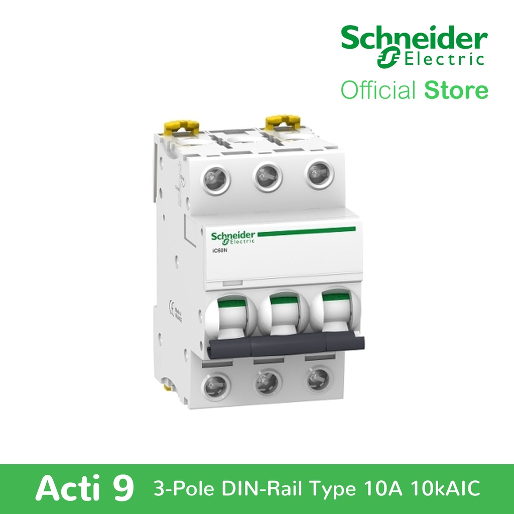 Schneider Acti9 IEC, 10A 3-Pole DIN-Rail Type Circuit Breaker 230/400V 10 KAIC (A9F74310 ...