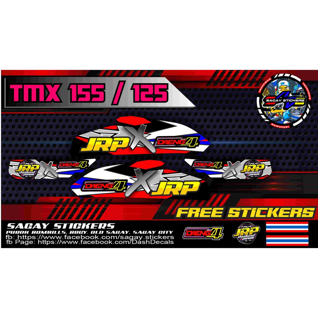 TMX 155 / 125 Motorcycle Sticker Decals thai JRP X DAENG | Shopee ...
