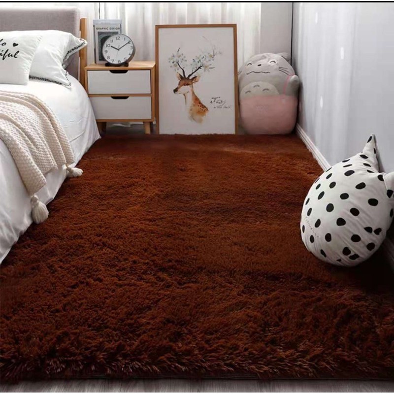 Brown 80cm x 120cm Home Living Fluffy Rugs Shaggy Dining Room Floor ...