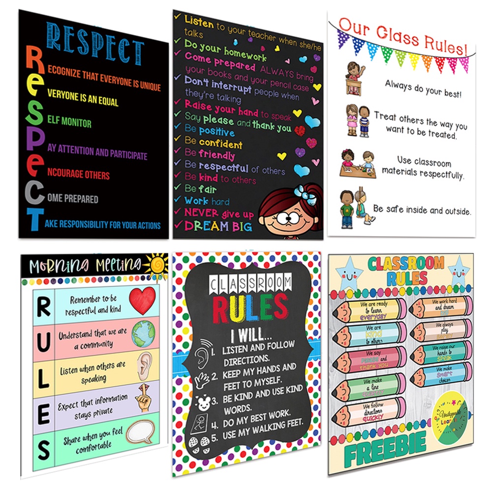 Students DIY Wallpaper Stickers English Classroom Rules Wall Poster ...