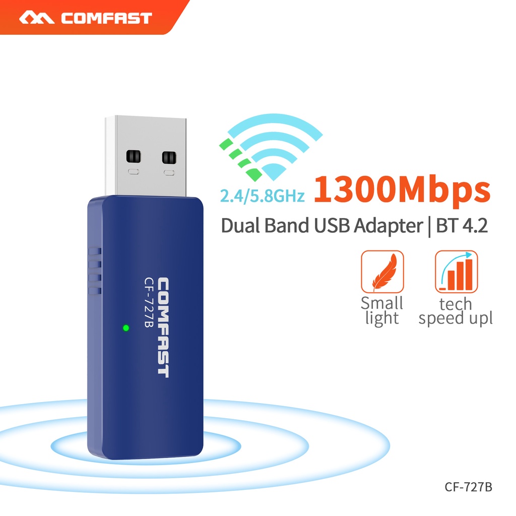 Comfast Mini USB WiFi Adapter PC Network LAN Card 1300Mbps Wi-Fi dongle ...
